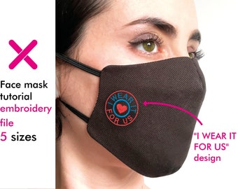 Face Mask Machine Embroidery Design Mask in the Hoop 5 Sizes | Etsy