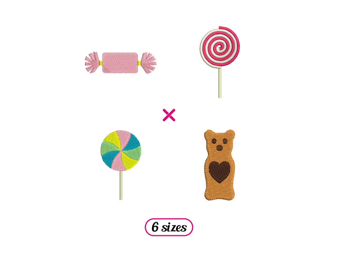 Candy Set Machine Embroidery Designs – Chocolate Candy, Round Lollipops ...