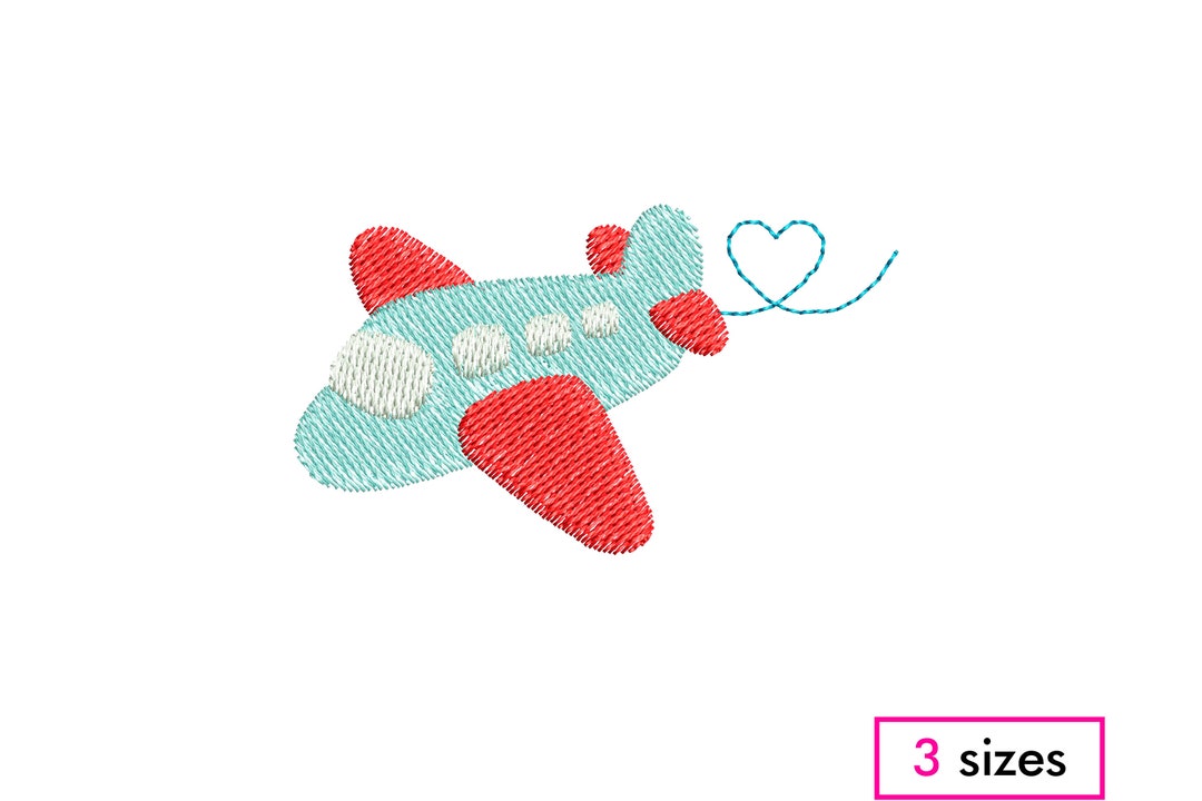 Mini Airplane Machine Embroidery Design Cute Plane Flying Heart Love ...