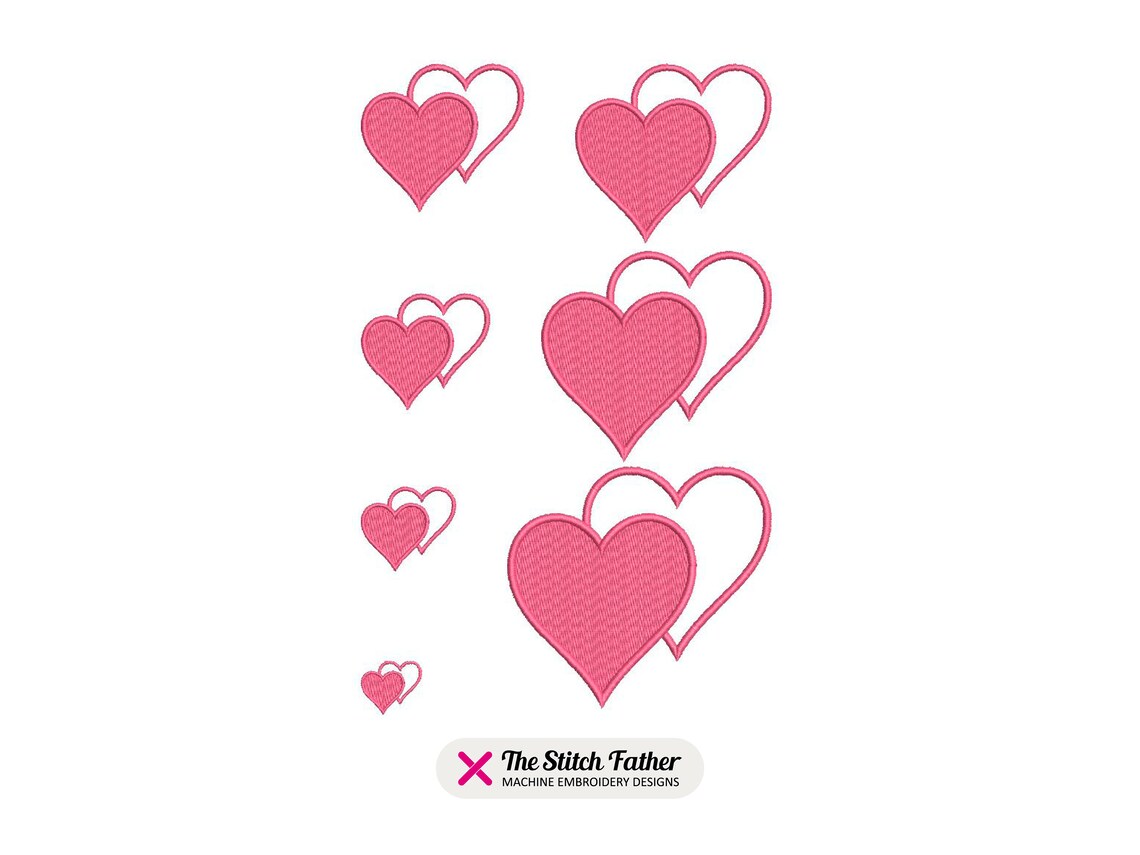 Mini Couple Hearts Machine Embroidery – Couple of Hearts Fill Stitch ...