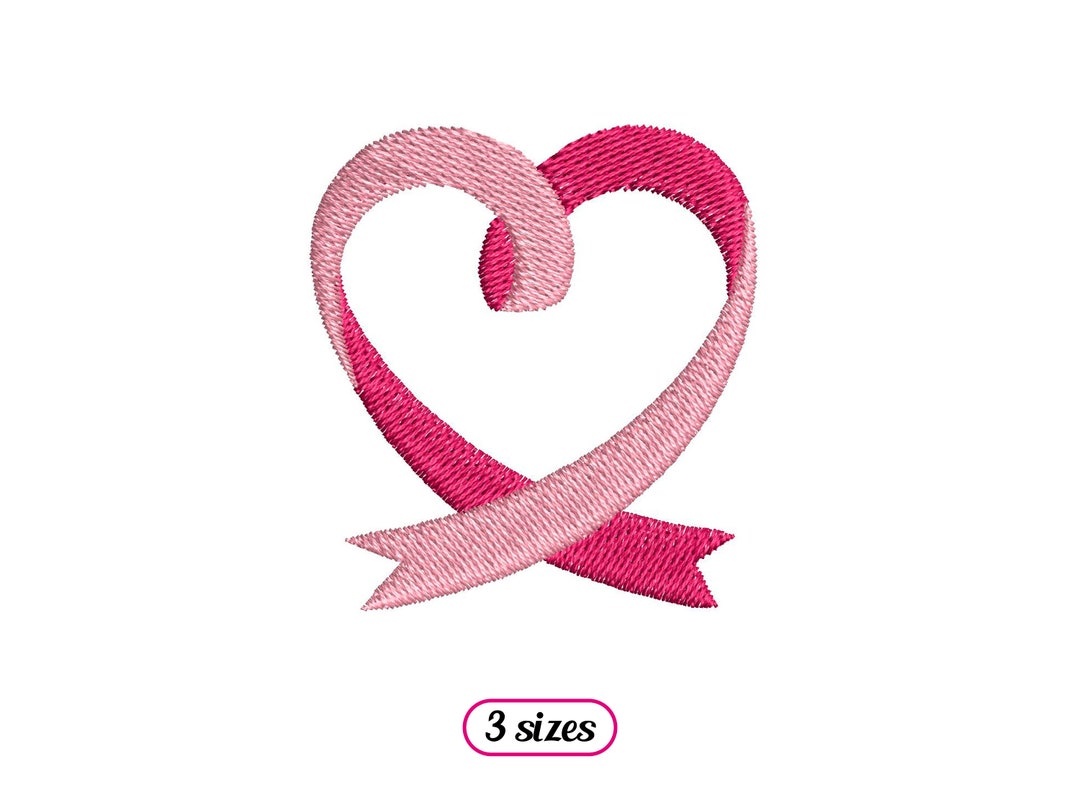 Mini Ribbon Heart Bow Machine Embroidery Design – Heart Shaped Bow ...