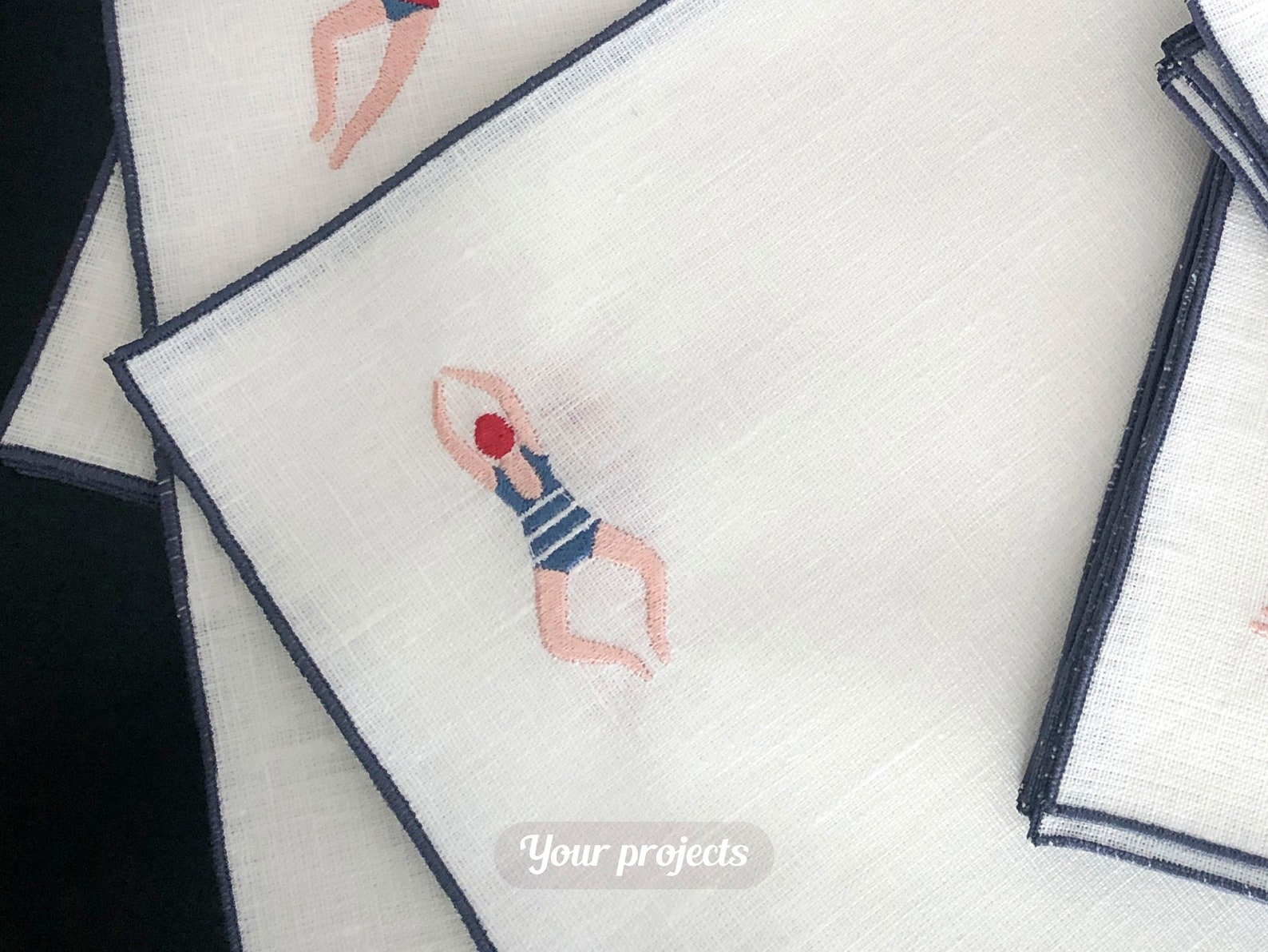 Retro Swimmer Girl Top View Machine Embroidery Design - 3 Sizes ...