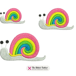 Mini Snail Machine Embroidery Design – Cute Rainbow Snail – Unicorn ...