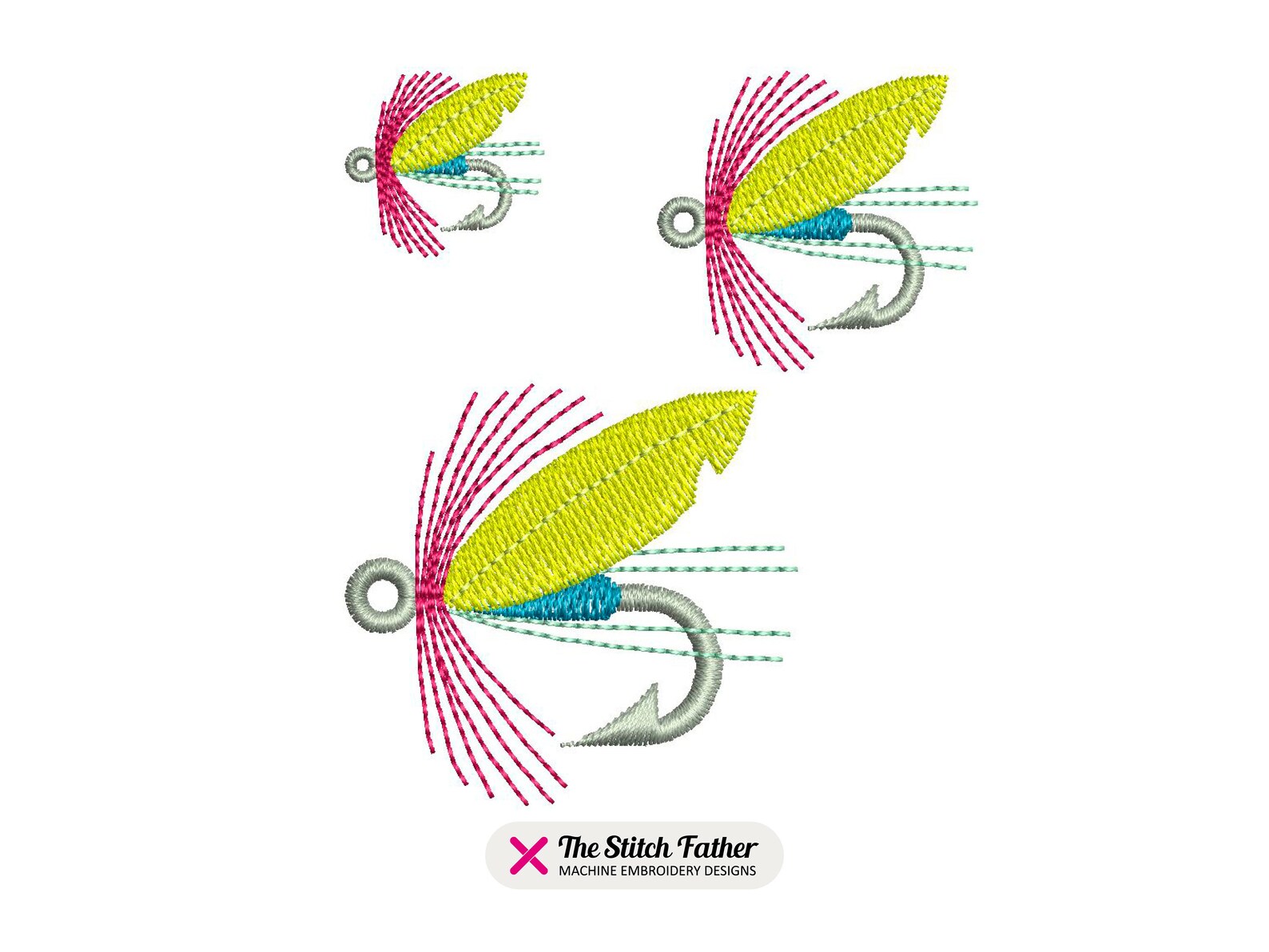 Mini Fishing Lure Machine Embroidery Design – Fishing Lure Fly Feather ...