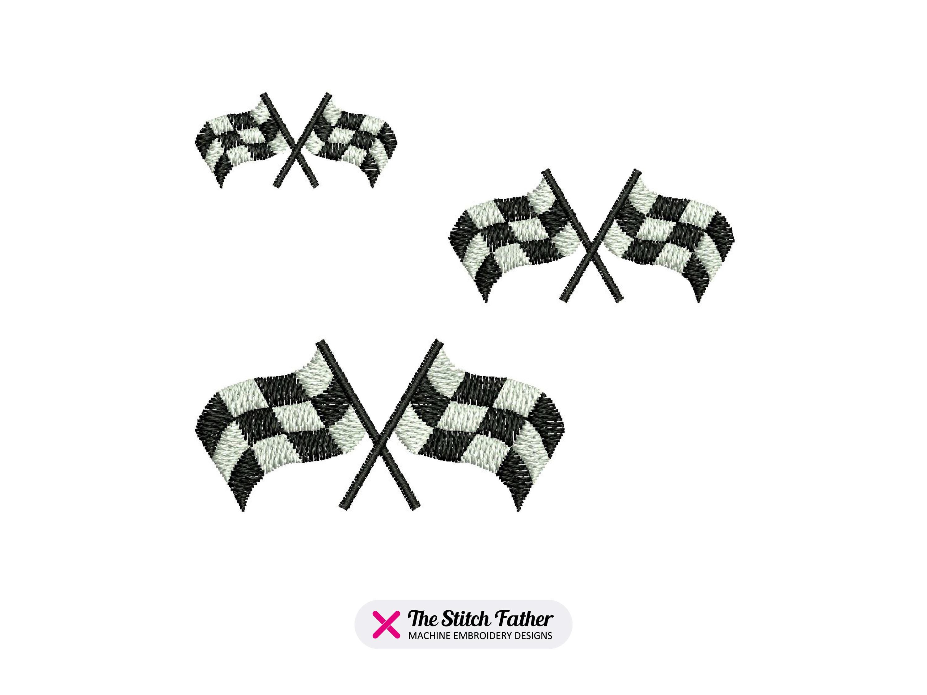 Crossed Checkered Flags Machine Embroidery Design - 5 Sizes - INSTANT ...