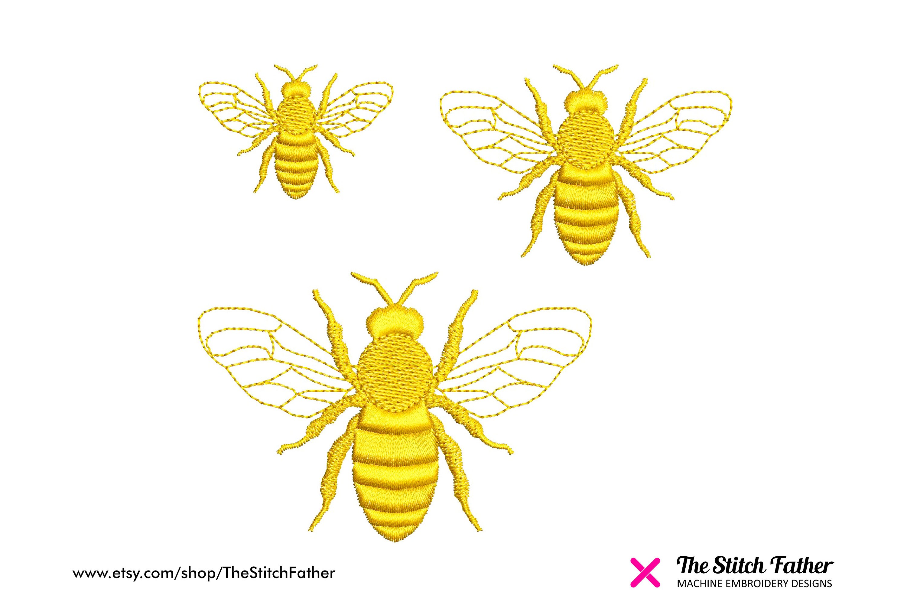 Mini Bee Monochrome Machine Embroidery Design Flying - Etsy