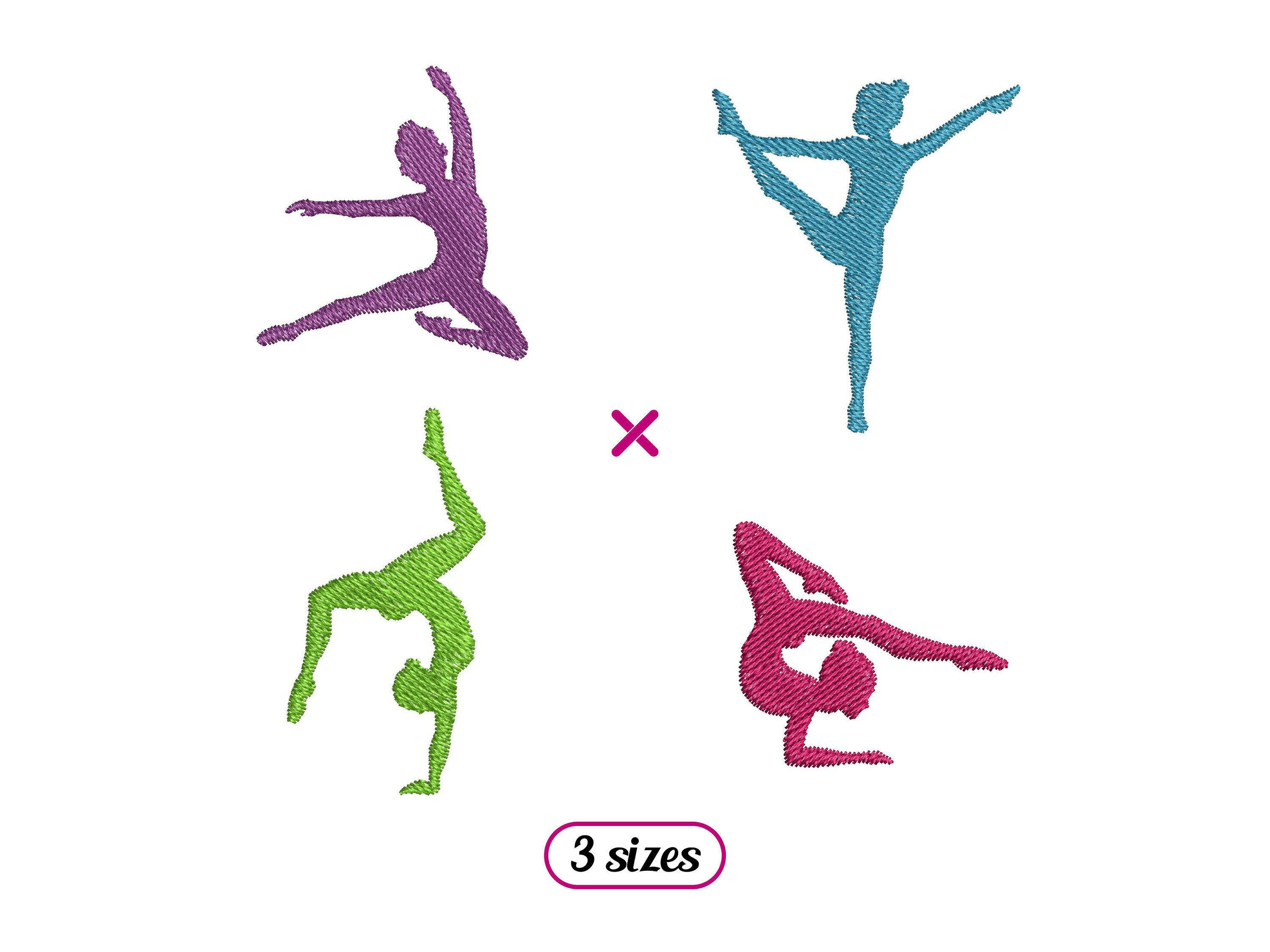 Mini Gymnasts Silhouettes Set Machine Embroidery Designs - Four ...