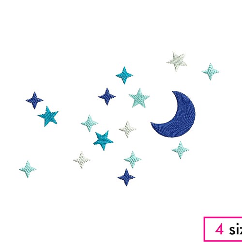 Mini Stars and Moon Machine Embroidery Design Tiny Stars - Etsy