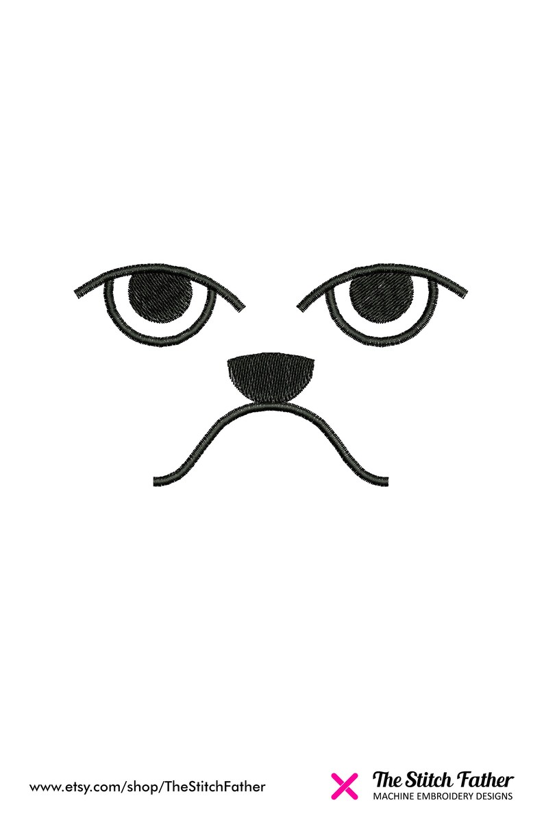 Grumpy Face Machine Embroidery Design Line Facial Expression - Etsy