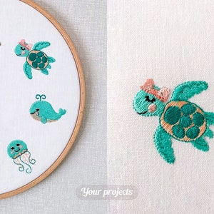 Mini Turtle Girl Machine Embroidery Design - Cute Smiling Turtle Pink ...