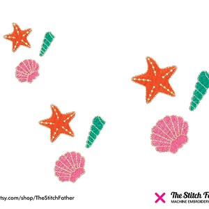 Mini Group of Seashells Machine Embroidery Cute Tiny Shells - Etsy
