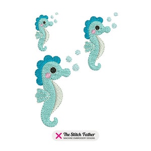 Mini Seahorse Machine Embroidery Design - Small Hippocampus - Cute Baby ...