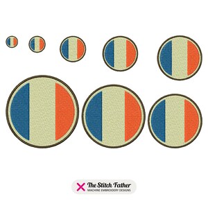 Tricolor Round Logo Machine Embroidery Design - 8 Sizes - INSTANT ...