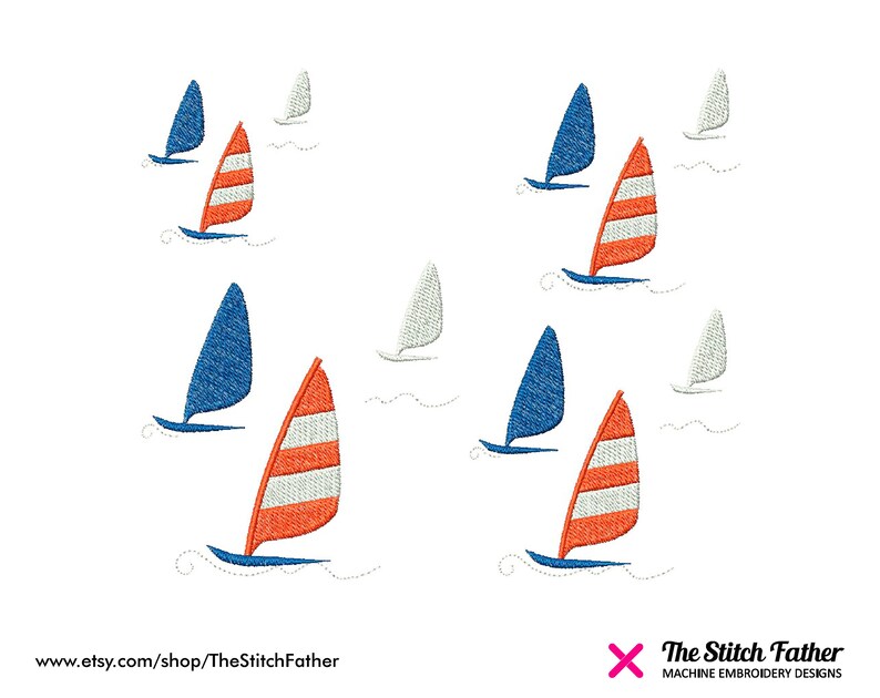 Mini Windsurfers Embroidery Design Windsurfing Pattern - Etsy
