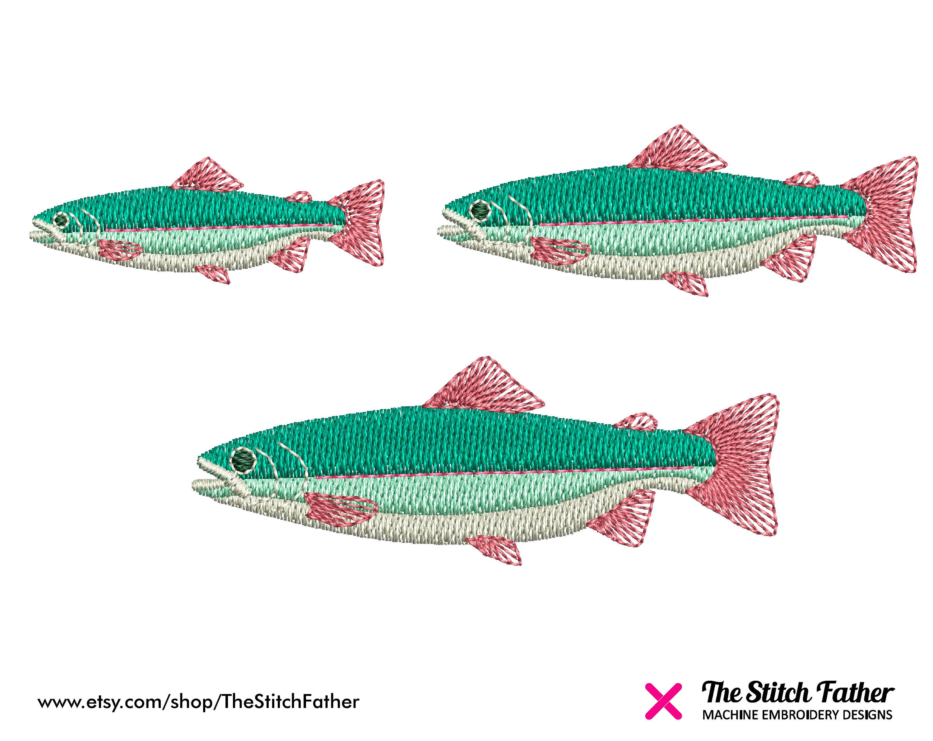 Mini Fish Machine Embroidery Design Realistic Trout - Etsy