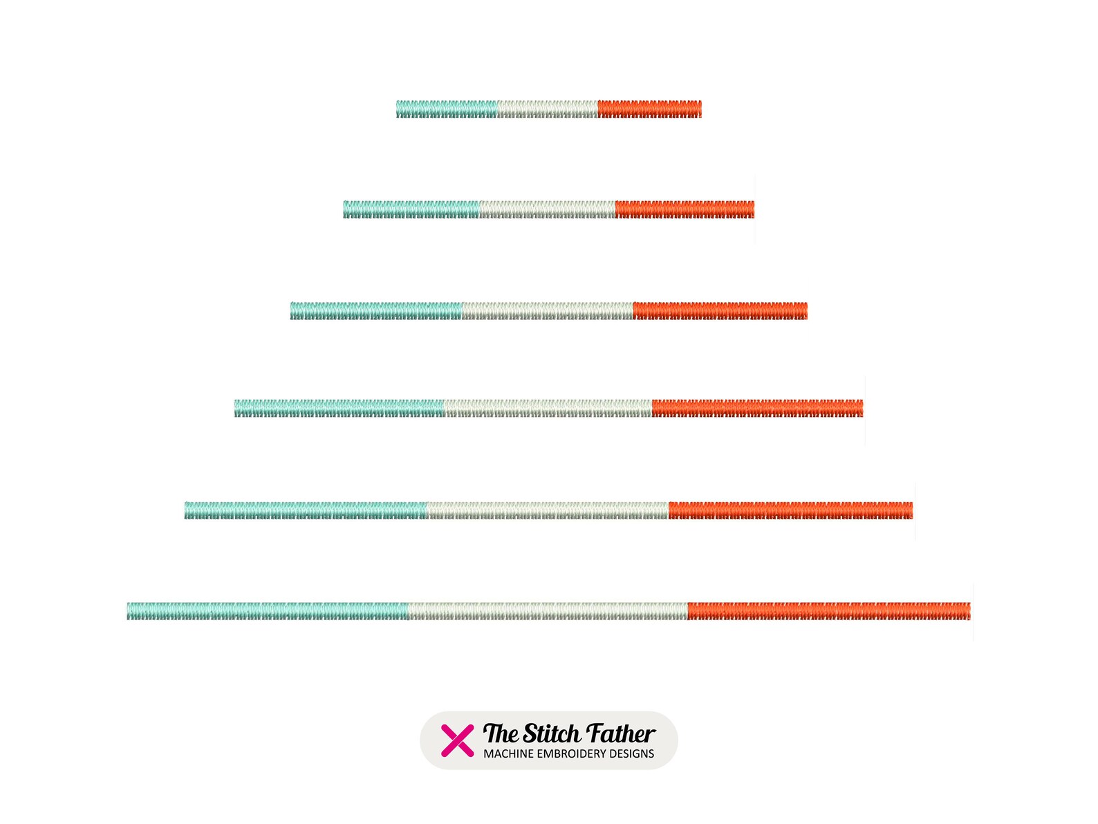 Horizontal Tricolor Line Machine Embroidery Design - 6 Sizes - INSTANT ...