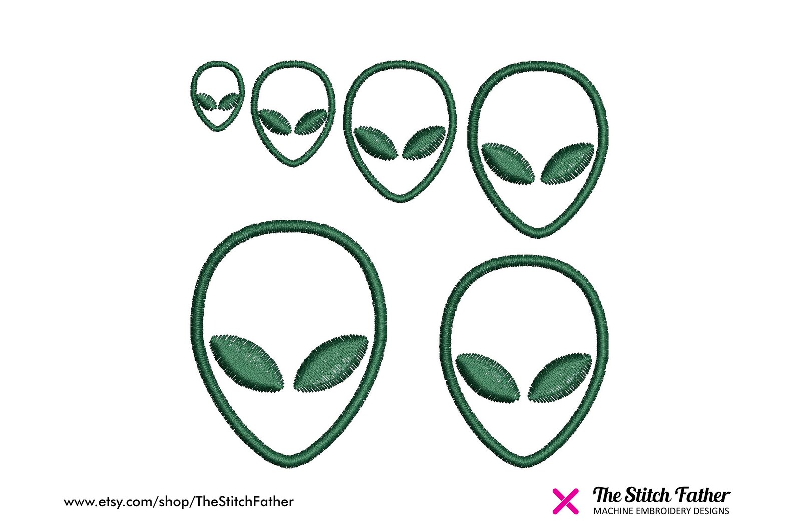 Mini Alien Machine Embroidery Design Tiny Space Alien Icon - Etsy
