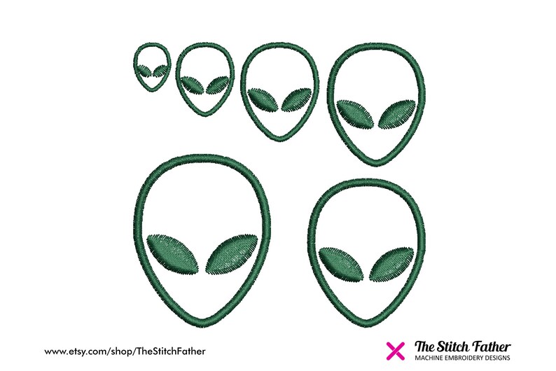 Mini Alien Machine Embroidery Design Tiny Space Alien Icon - Etsy