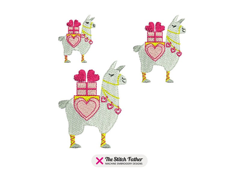 Llama Holding Gift Machine Embroidery Design - 3 Sizes - INSTANT ...