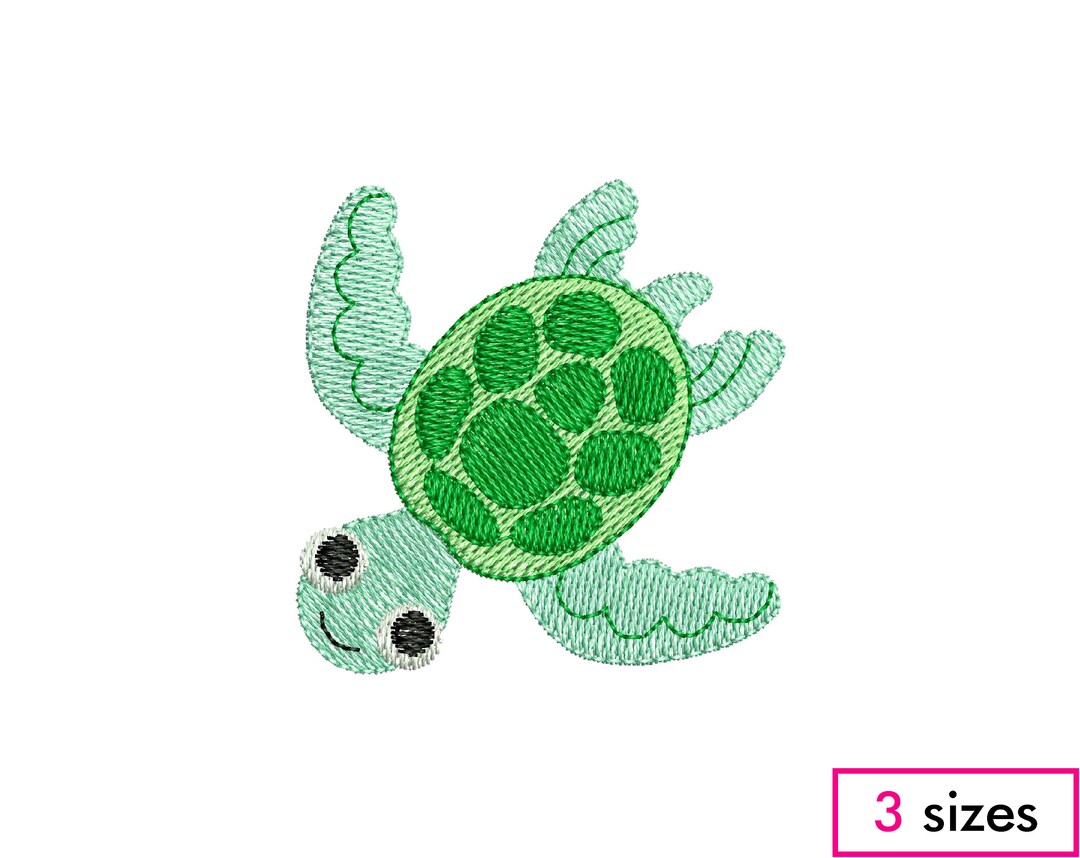 Mini Turtle Machine Embroidery Design Cute Smiling Turtle Swimming Sea ...