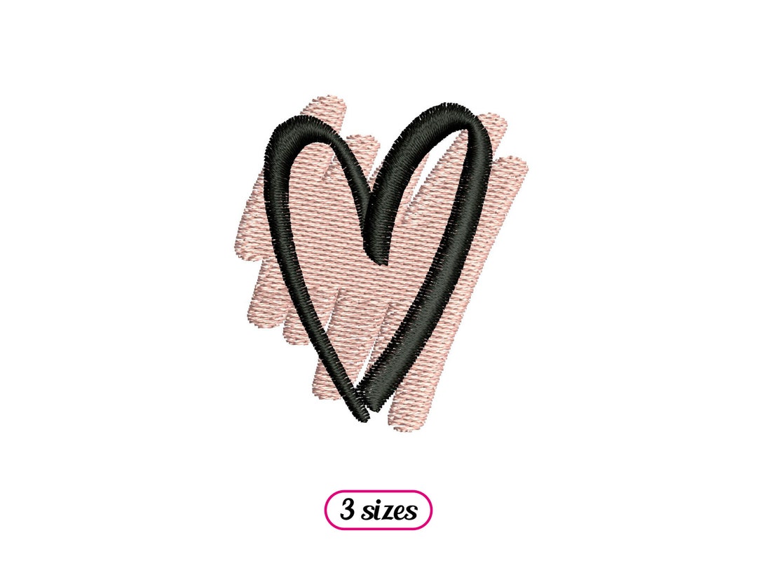 Mini Heart Machine Embroidery Design Painted Heart Heart Satin Outline ...