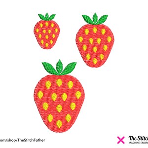 Mini Strawberry Machine Embroidery Design Whole Strawberries - Etsy