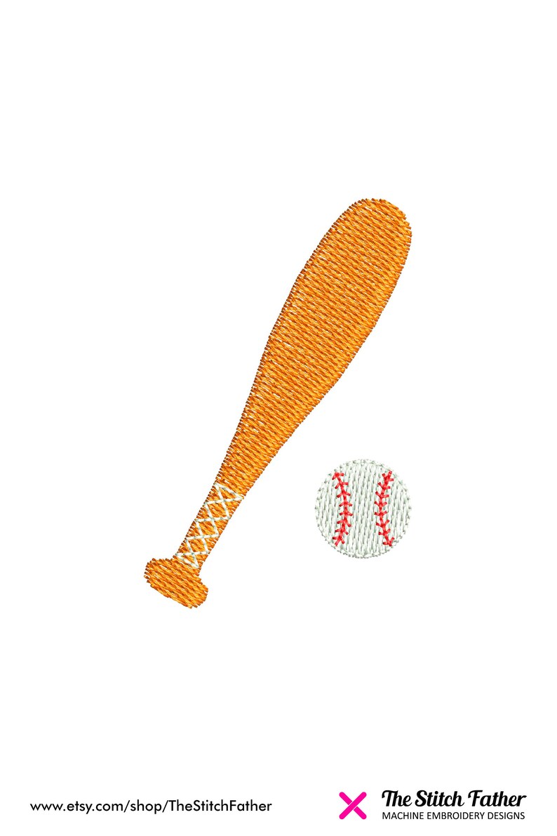Mini Baseball Bat With Ball Machine Embroidery Design | Etsy