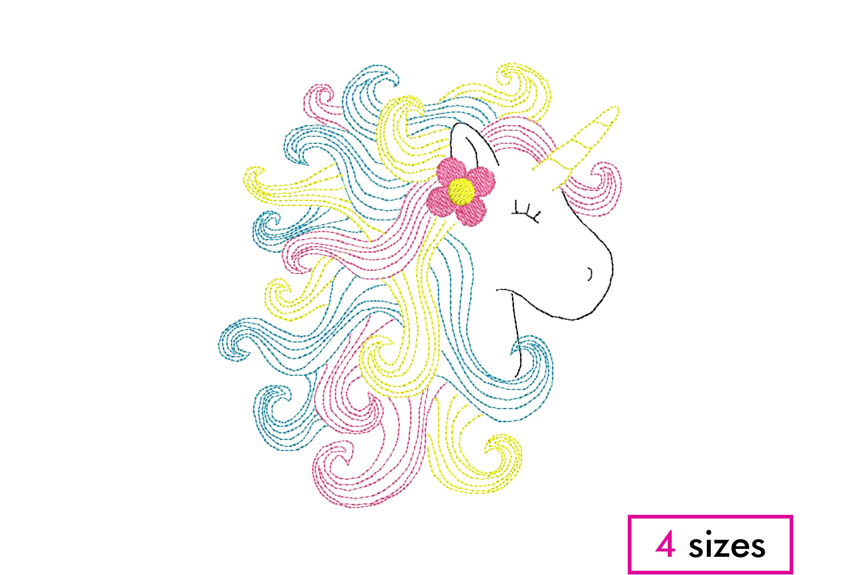 Unicorn Machine Embroidery Design Cute Unicorn Head Flower - Etsy