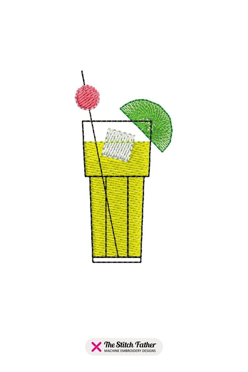 Mini Cocktail Machine Embroidery Design – Cute Cocktails - Party Glass ...