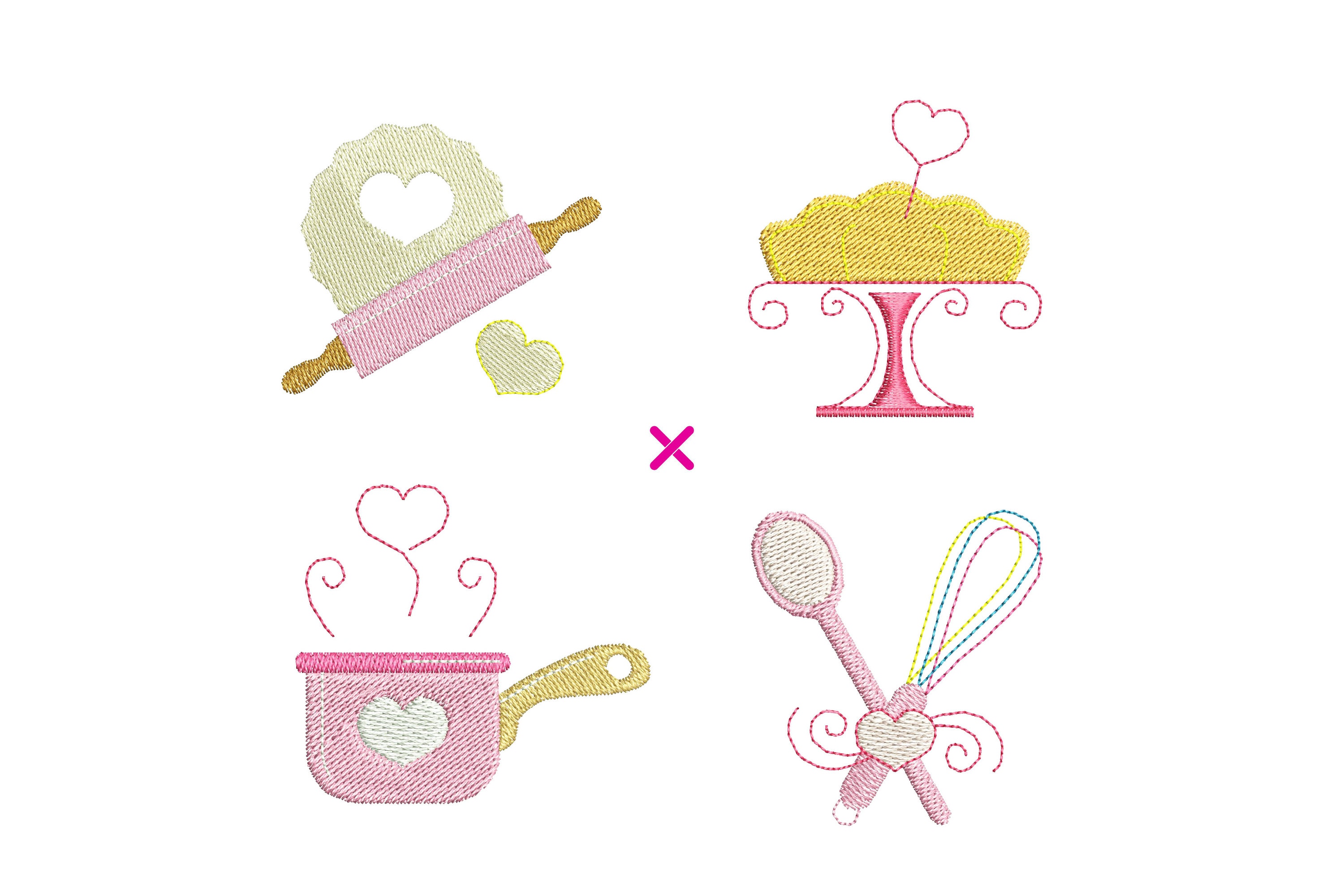 Mini Baking Embroidery design Set Pastry Pie Rolling Pin | Etsy