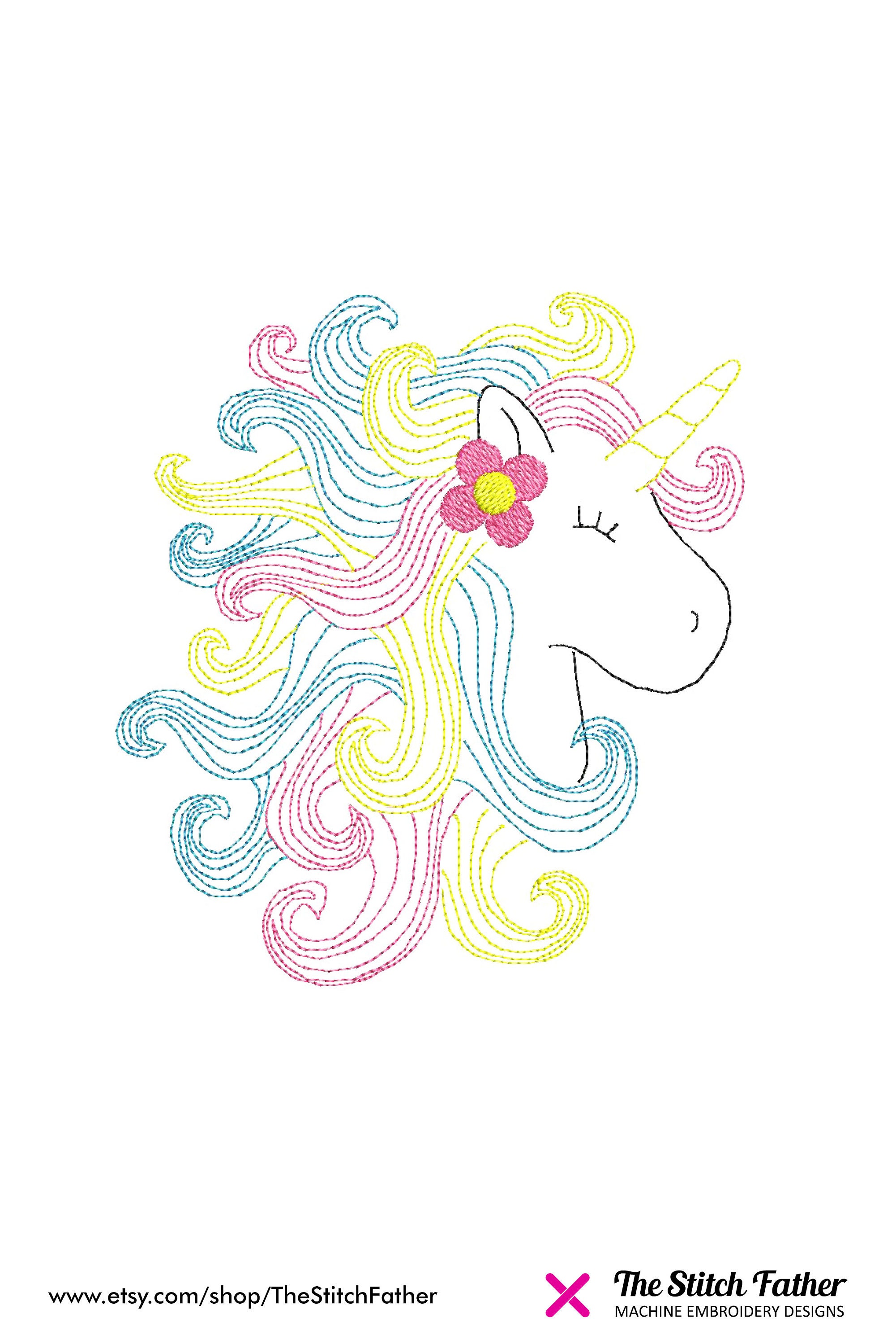 Unicorn Machine Embroidery Design Cute Unicorn Head Flower - Etsy