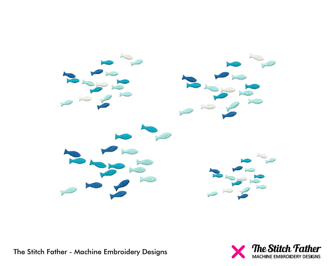 Many Little Fish 4x4 Machine Embroidery Small School of Fish - Etsy