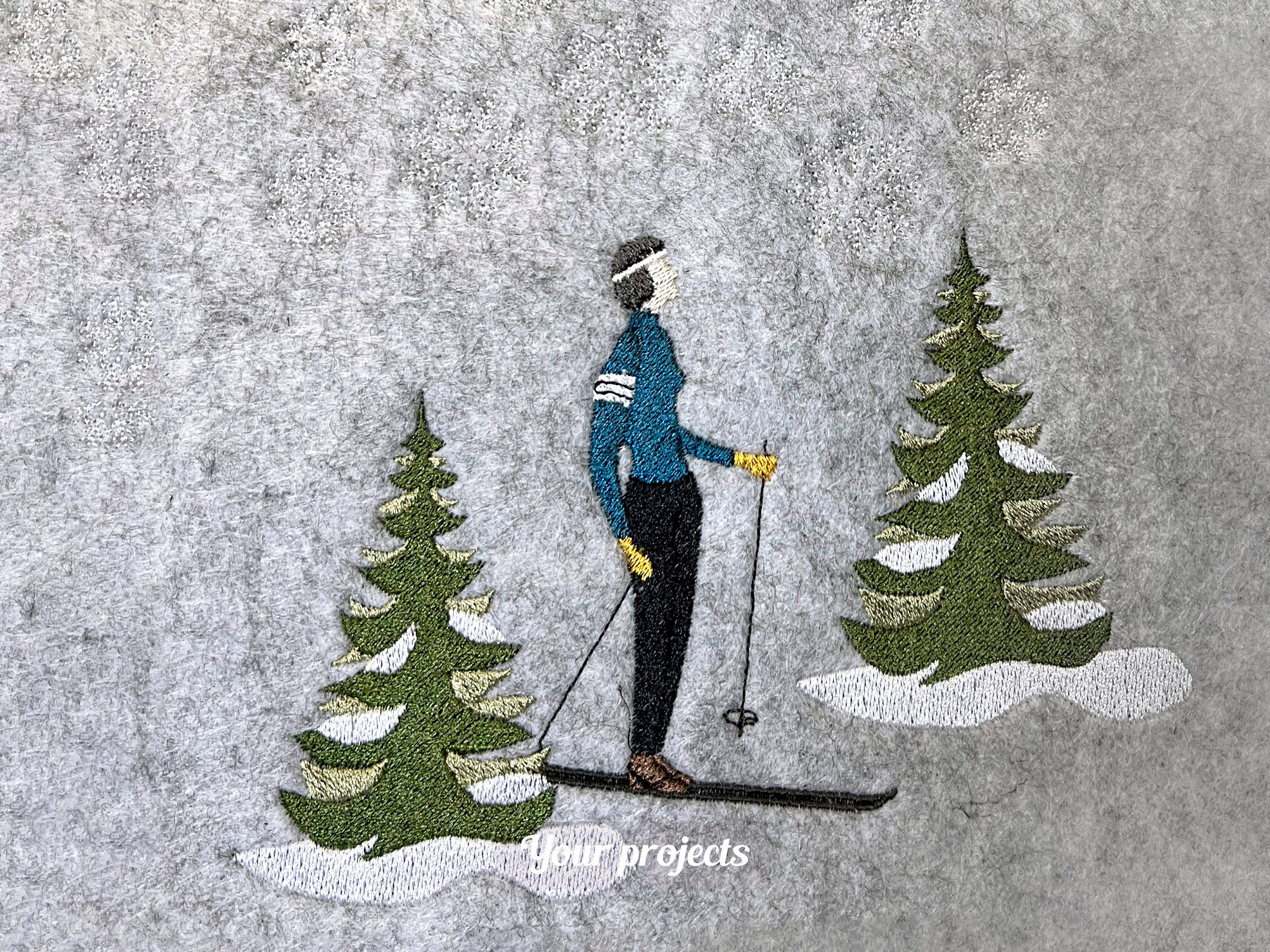 Ski Resort Winter Sport Set Machine Embroidery Designs – Standing Skier ...