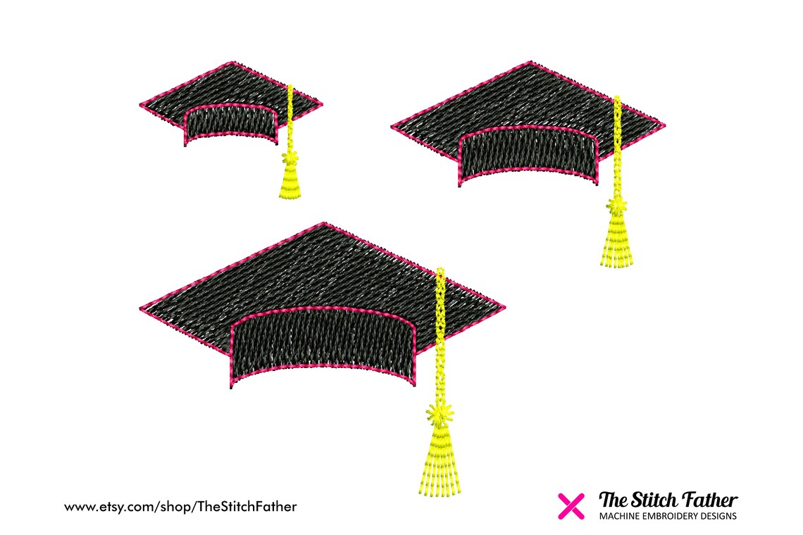 Mini Graduation Cap Machine Embroidery Design Instant | Etsy