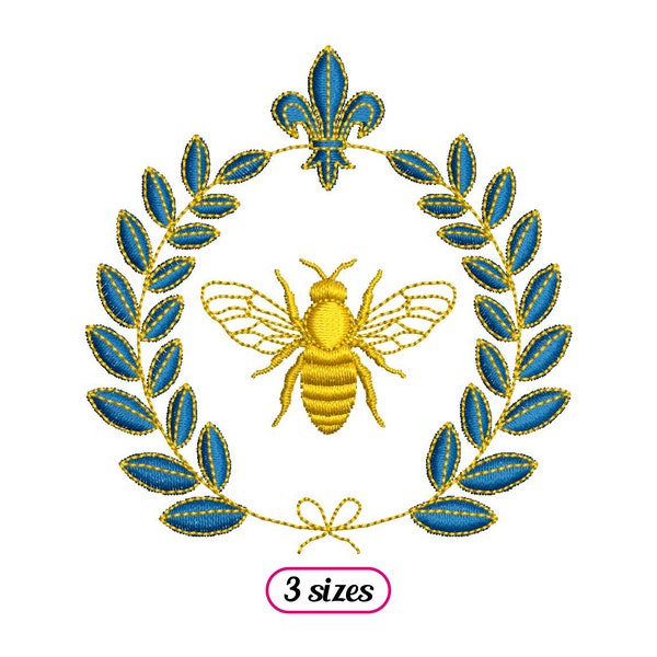 French Queen Bee Wreath Embroidery Design - Etsy