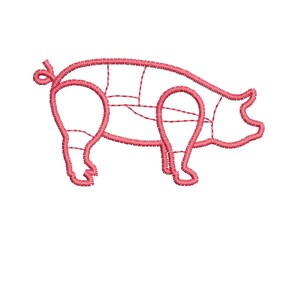 Mini Pork Cuts Silhouette Machine Embroidery Design – Pig Shape Outline ...