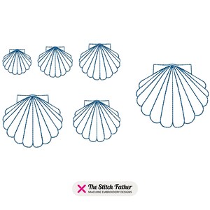 Linear Scallop Shell Machine Embroidery Design - 6 Sizes - INSTANT ...