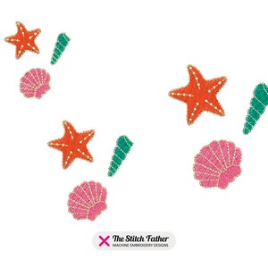 Mini Group of Seashells Machine Embroidery - Cute Tiny Shells and ...
