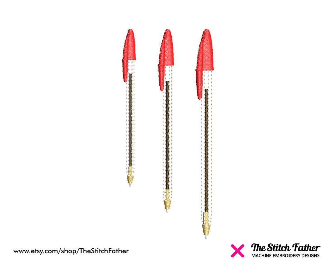 Ball Pen Machine Embroidery Design Realistic Pen Detailed - Etsy
