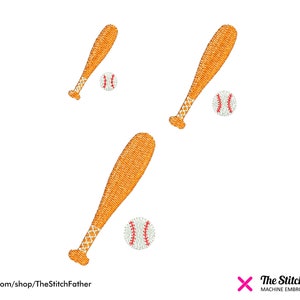 Mini Baseball Bat With Ball Machine Embroidery Design - Etsy