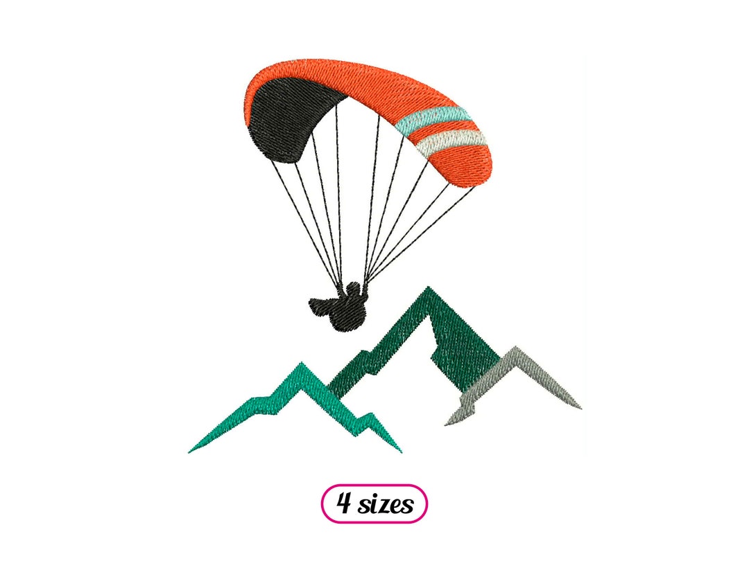 Paraglider Over Mountains Machine Embroidery Design - 4 Sizes - INSTANT ...