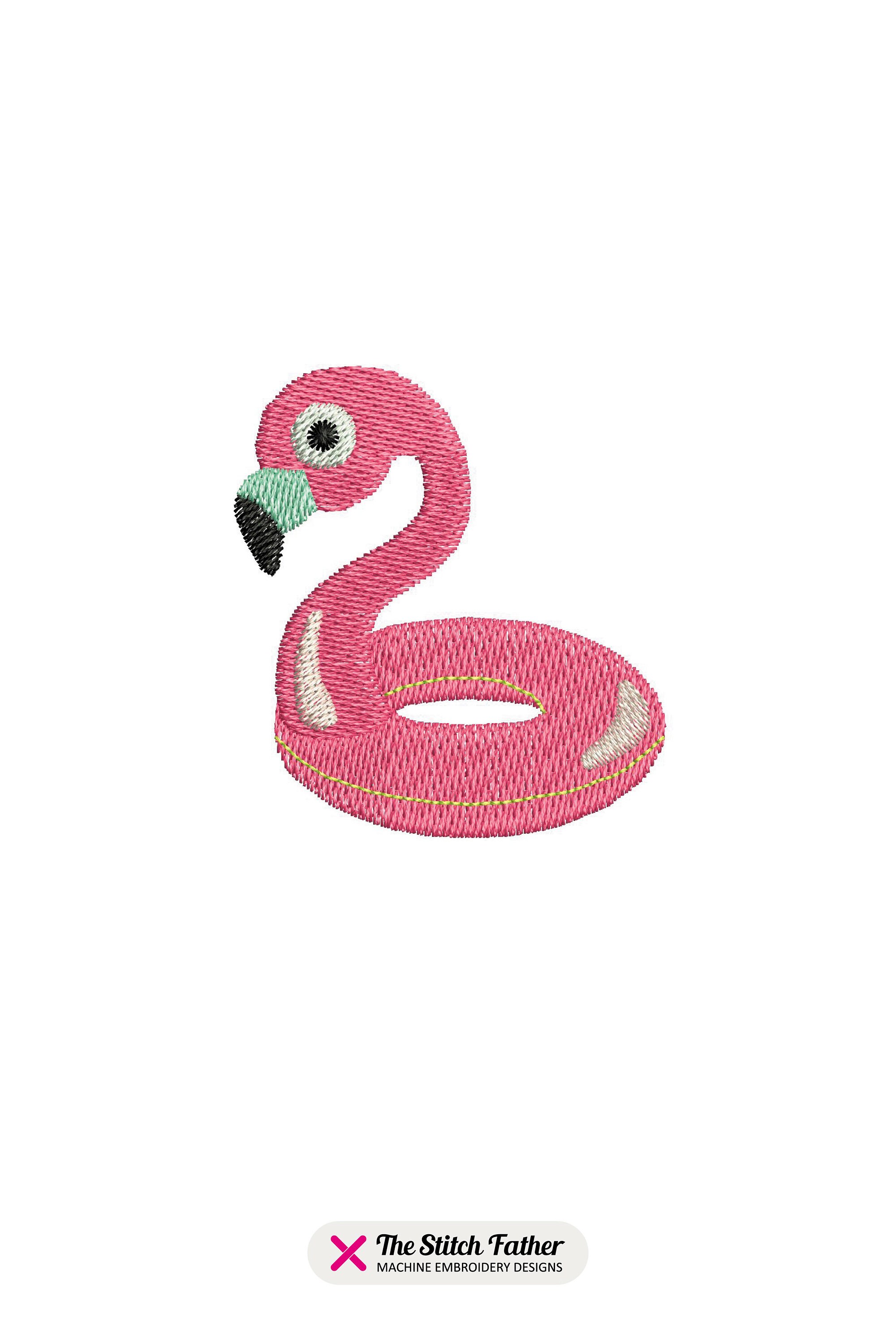 Mini Flamingo Rubber Ring Machine Embroidery Design – Inflatable Pink ...