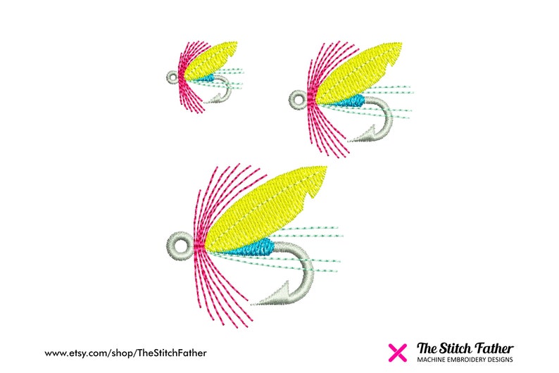 Mini Fishing Lure Machine Embroidery Design Fishing Lure Fly - Etsy
