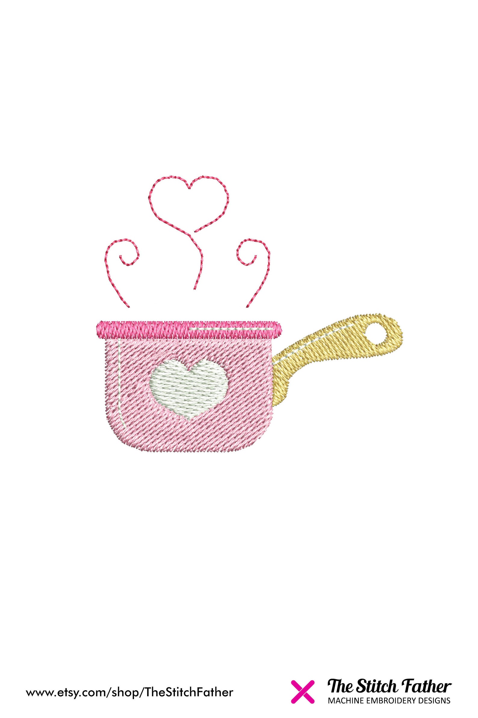 Mini Pan Machine Embroidery Design Cute Saucepan Heart - Etsy