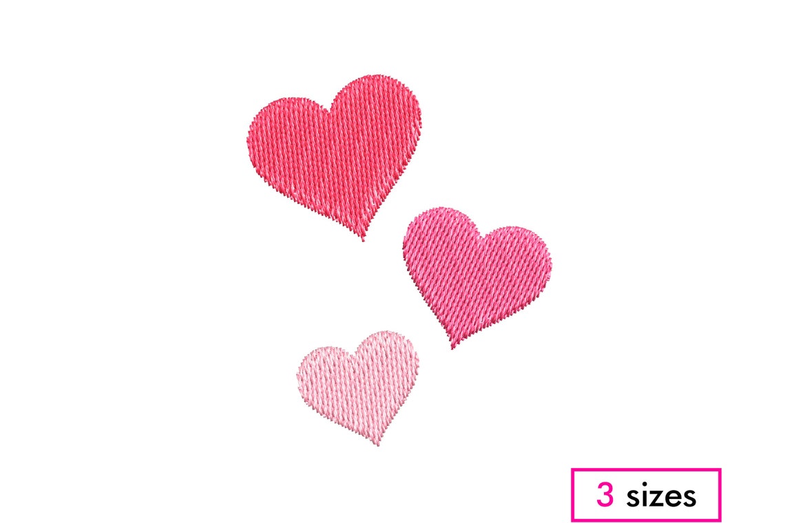 Mini Hearts Machine Embroidery Design Composition of Three - Etsy
