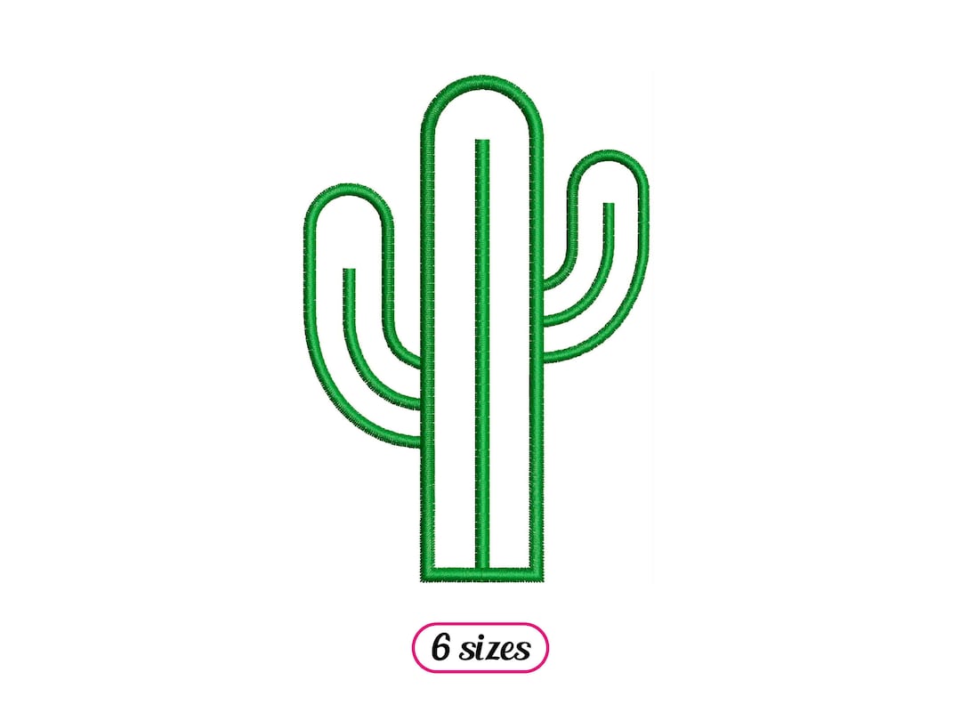 Cactus Outline Machine Embroidery Design - 6 Sizes - INSTANT DOWNLOAD ...
