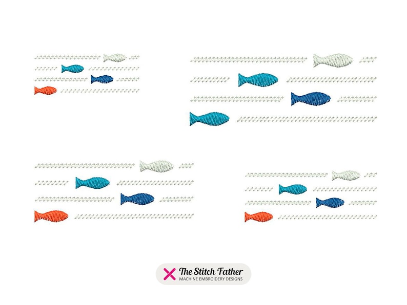 Fish Lines Machine Embroidery – School of Fish – Horizontal Stripes ...