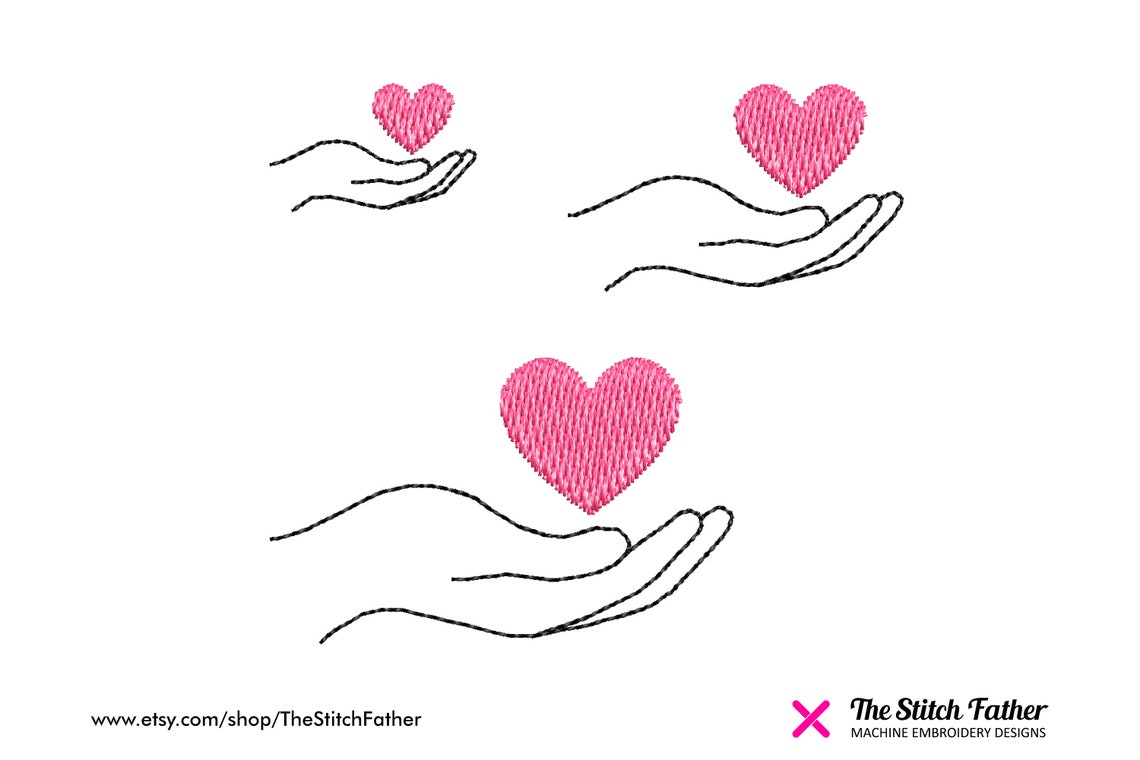 Mini Hand With Heart Machine Embroidery Design Helping Hand | Etsy