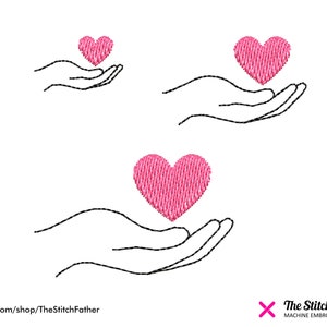 Mini Hand With Heart Machine Embroidery Tiny Helping Hand - Etsy