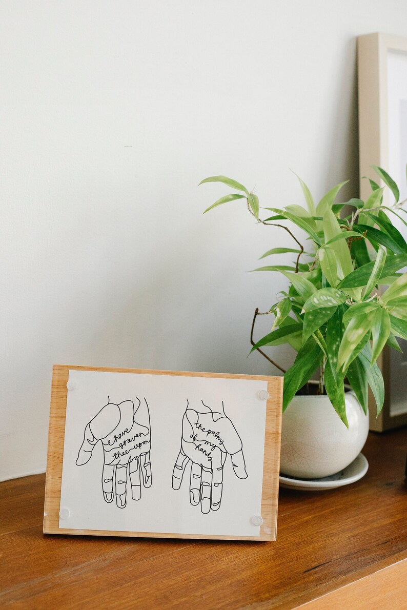 I Have Graven Thee Scripture, Printable Wall Art, Digital Print, Inspirational, Spiritual, Black ...